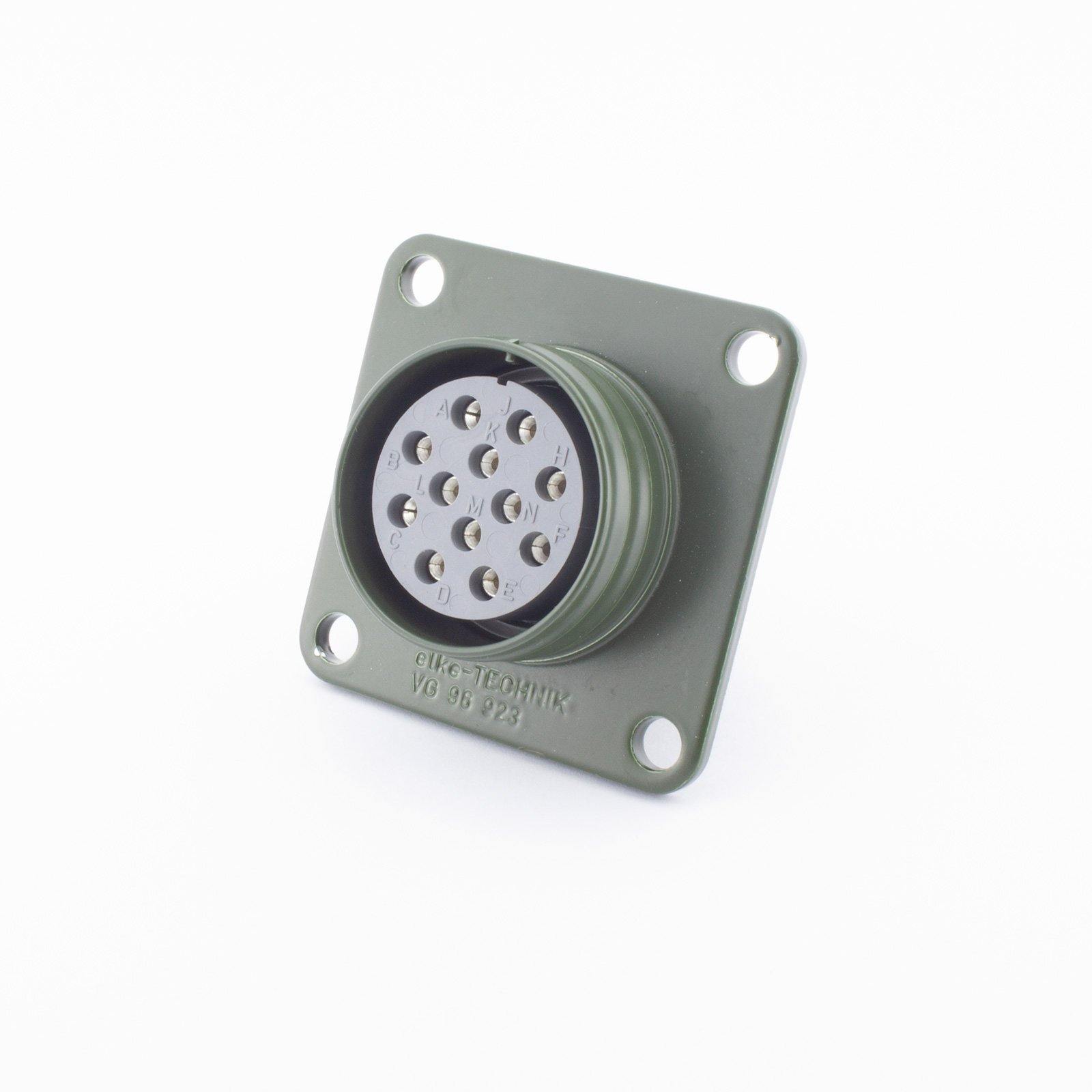 Elke NATO Panel Receptacle 12 Pole Female Contacts 1.5mm2 OLV GRN