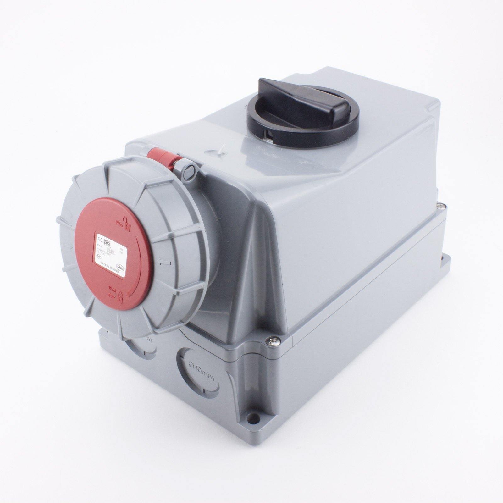 PCE CEE IEC 60309 Wall Socket Outlet 5 way RED IP67 63A 400V Switched