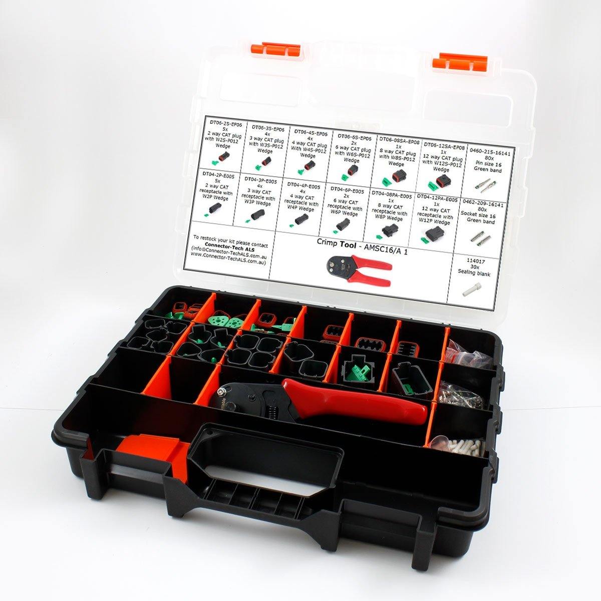 Deutsch DT CAT Kit 2-12 Way 259pc BLK 13A 2.0mm2 Contacts Crimp Tool